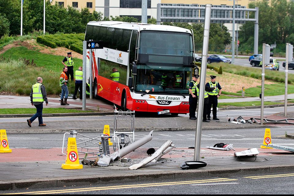 Empty Bus Eireann bus leaves trail of destruction at Dublin Airport ...